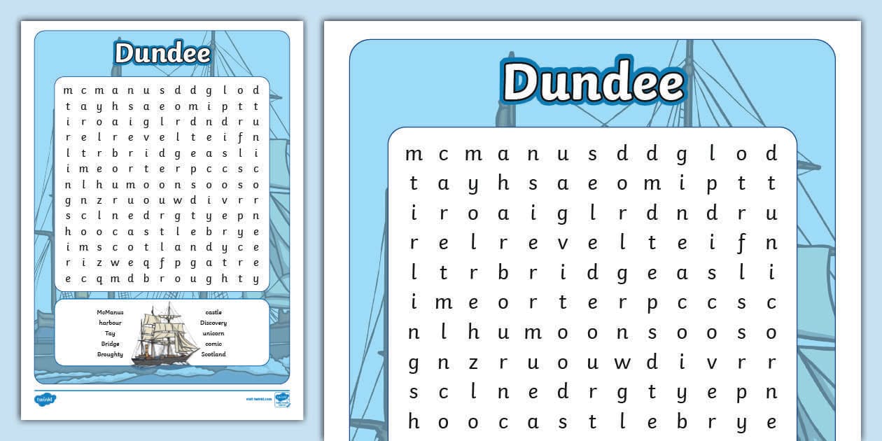 Dundee Word Search (Teacher-Made) - Twinkl