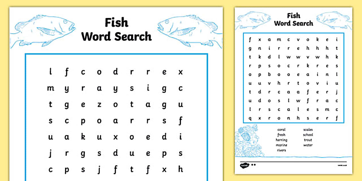 Australian Animals Years 3-6 Fish Differentiated Word Search
