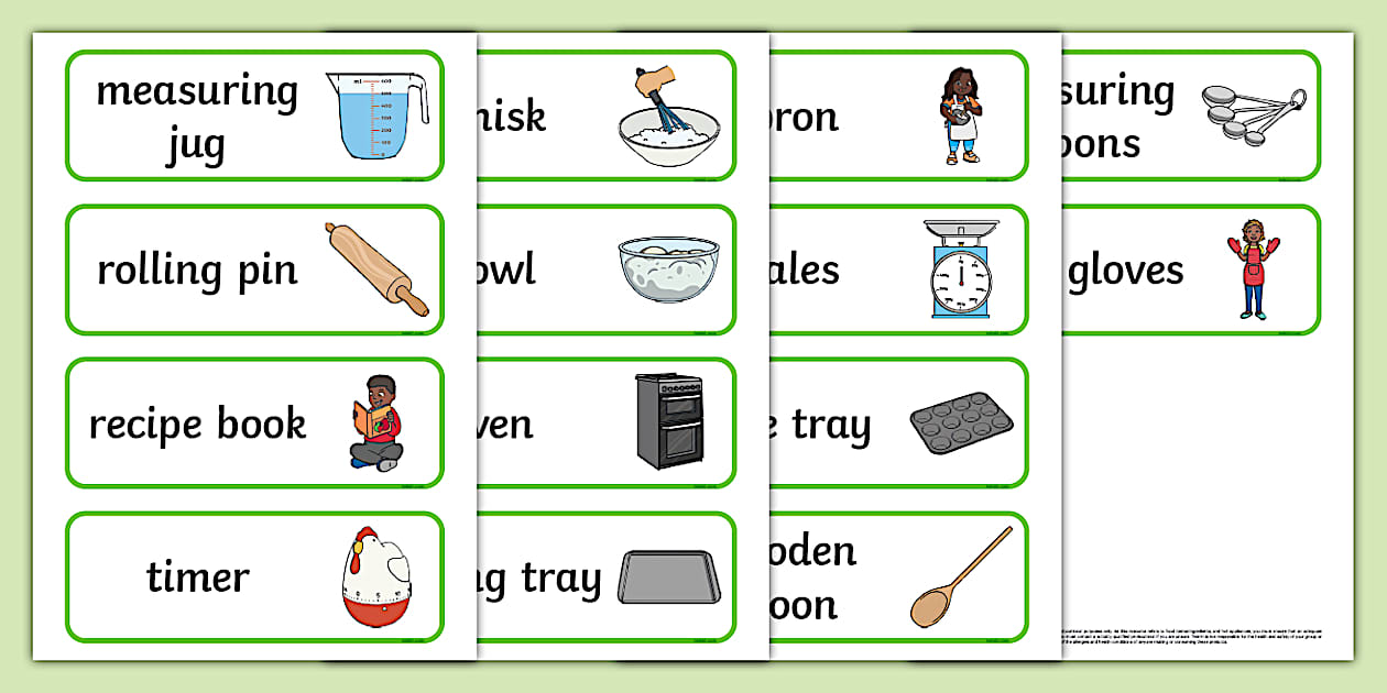 Recipe and Cooking Vocabulary Word Cards (Teacher-Made)