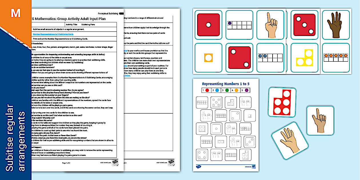 Kindergarten Maths Subitising Pairs Group Activity Plan & Resources