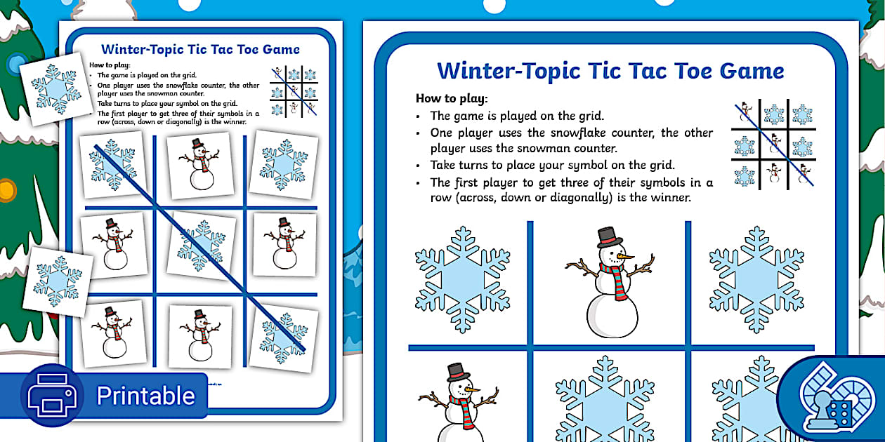 Christmas Snowflake Game Tic Tac Toe Printable - Twinkl
