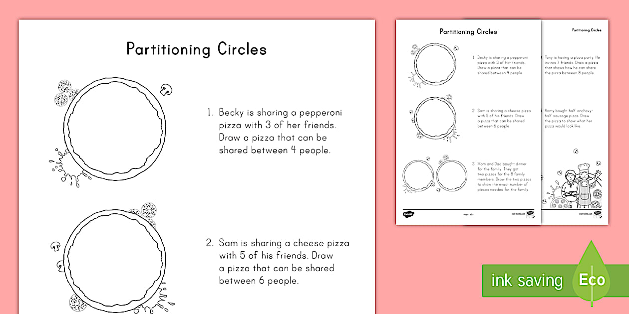 Partitioning Circles Worksheet (Teacher-Made) - Twinkl