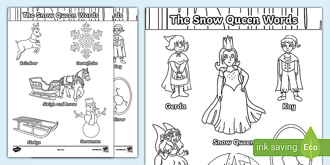 Editable The Snow Queen Words Colouring Sheet (teacher made)