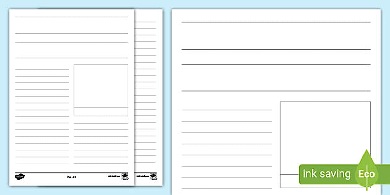 Wide Lined Newspaper Report Template - CfE Writing Resource