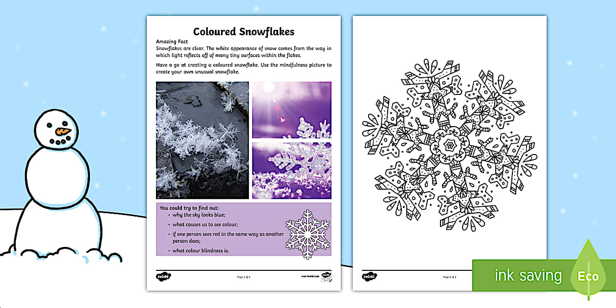 Coloured Snowflakes Worksheet / Worksheet - Twinkl