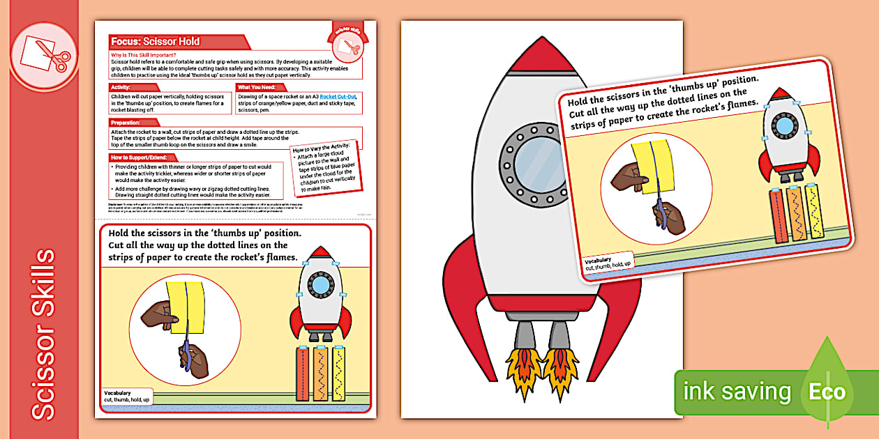Fine Motor Scissor Skills Activity: Vertical Blast Off!