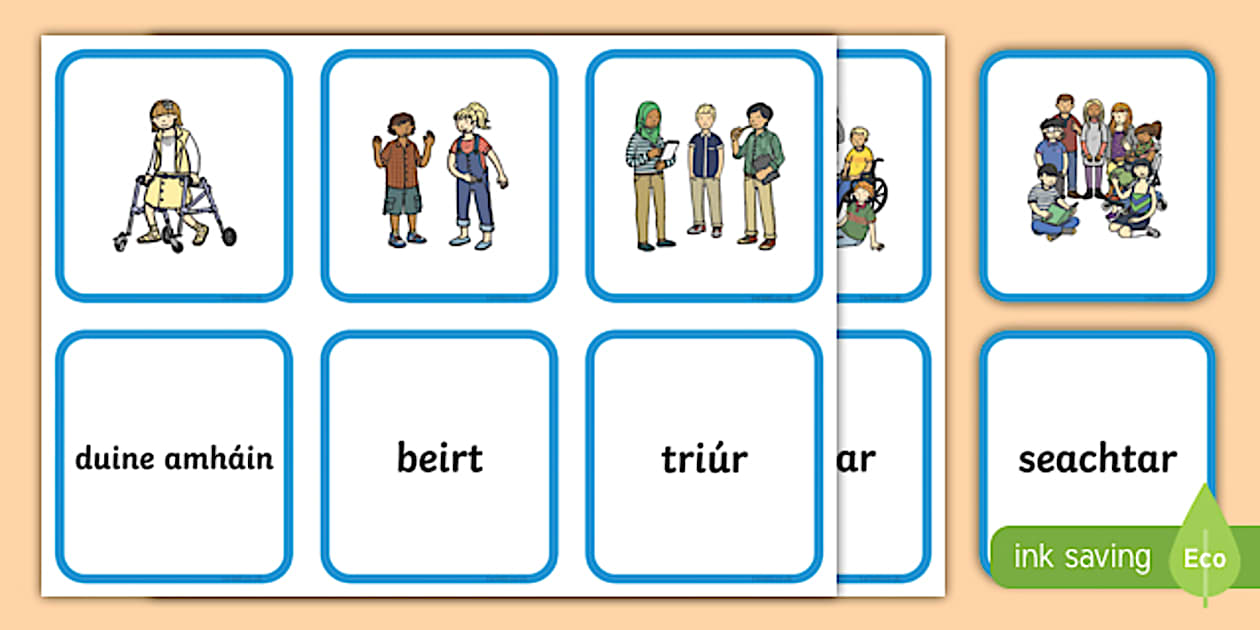 Na hUimhreacha Pearsanta Matching Cards-Irish