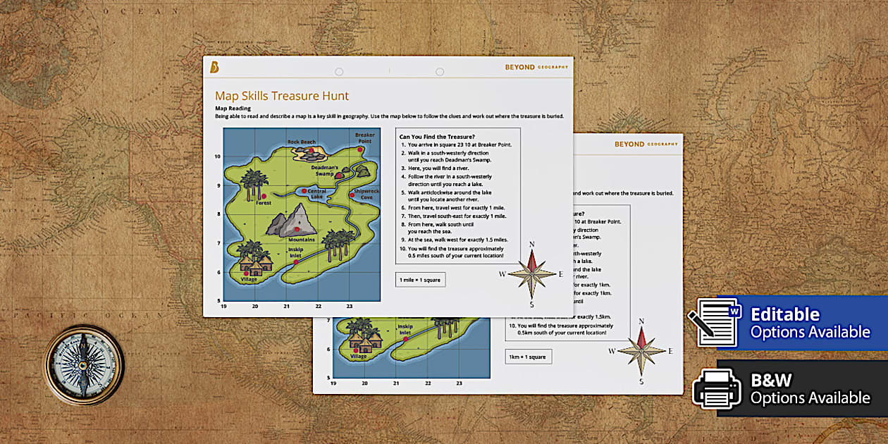 Map Skills: Treasure Hunt Worksheet | Geography | Beyond