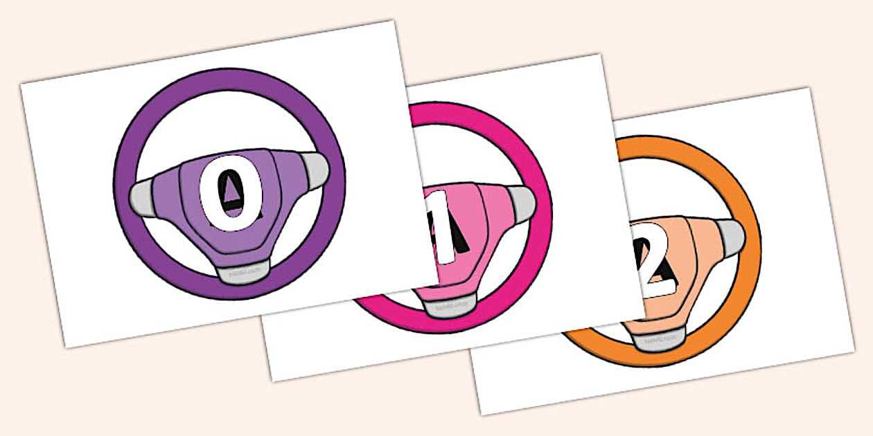 Numbers 0-31 on Steering Wheels (teacher made) - Twinkl