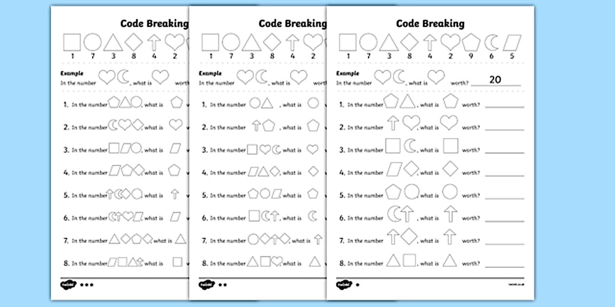 Editable Place Value Code Breaking Worksheet Pack - Twinkl