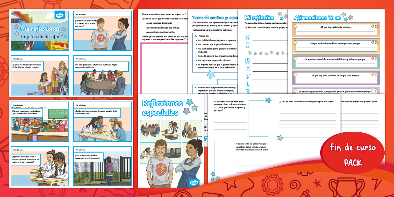 Pack de actividades: Reflexiones de fin de curso - Twinkl