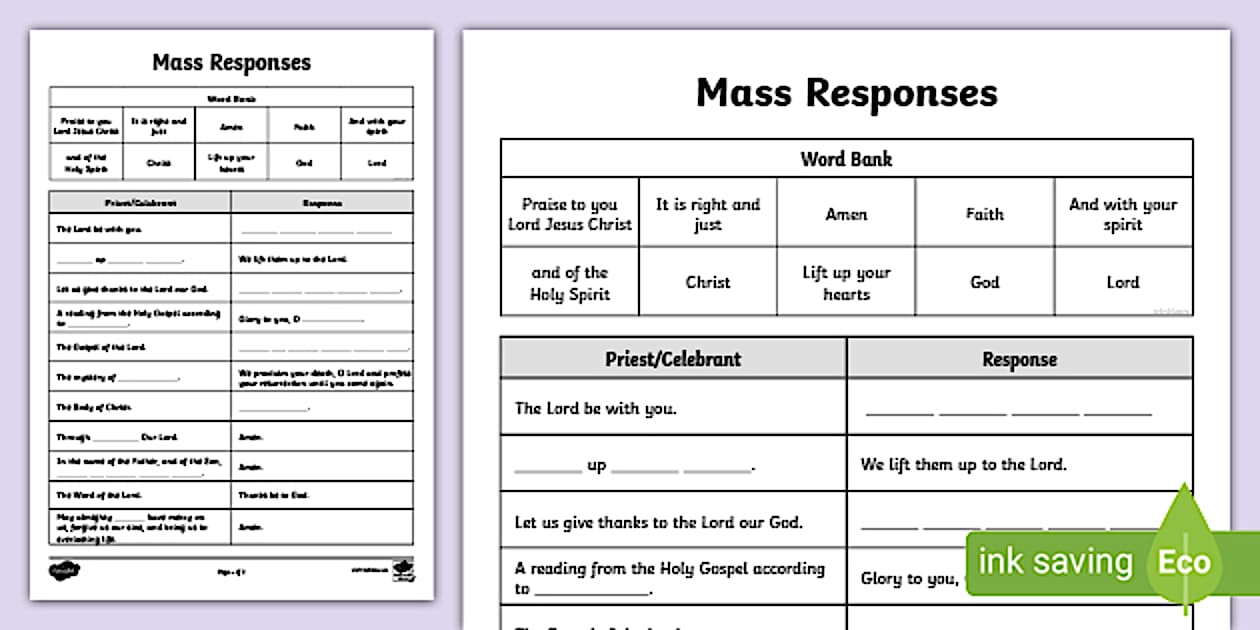 Mass Responses Fill in the Blanks Worksheet / Worksheet