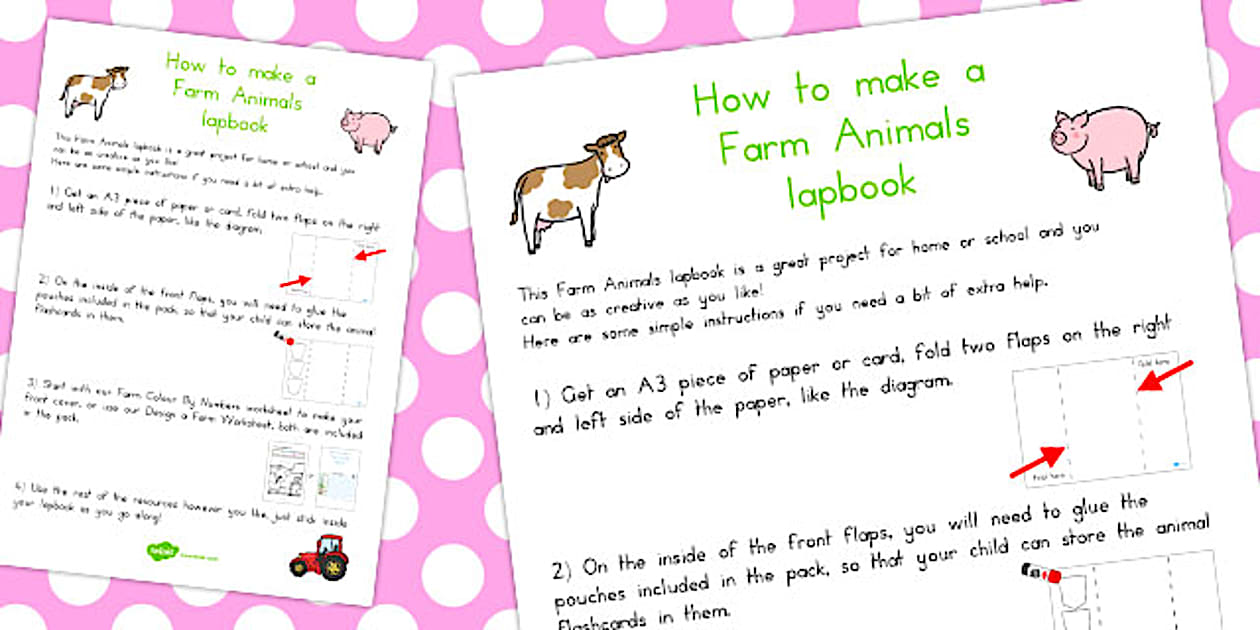 Farm Animals Lapbook Instructions Sheet - Twinkl