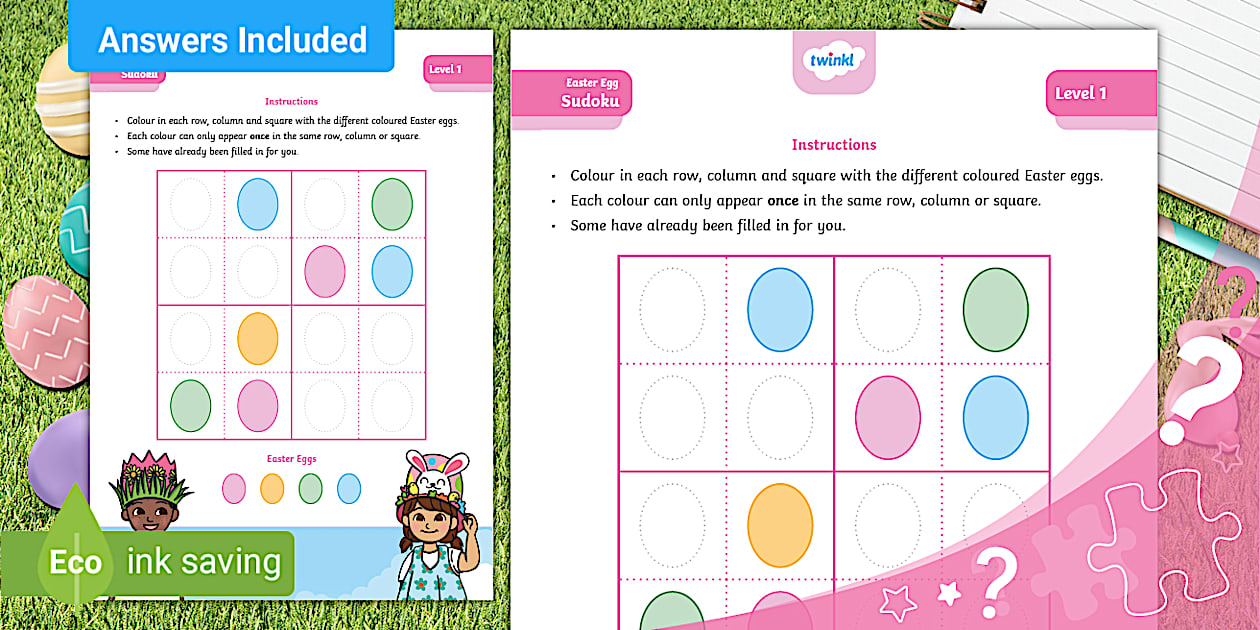 Easter Egg Sudoku Puzzle – L1 – Twinkl Puzzled - Twinkl