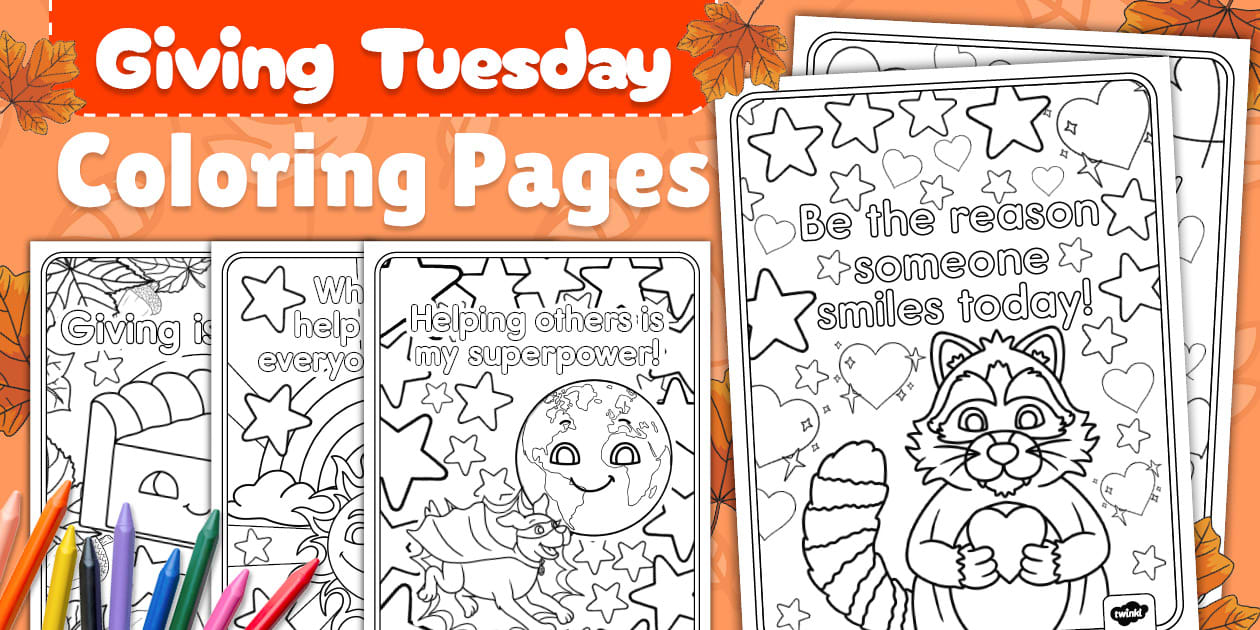 Giving Tuesday Coloring Pages (teacher made) - Twinkl