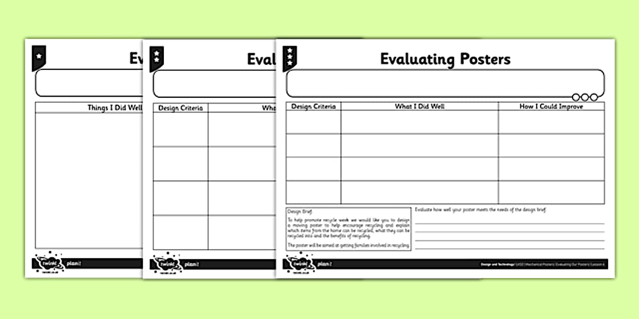 Differentiated Evaluating Posters Worksheet / Worksheet