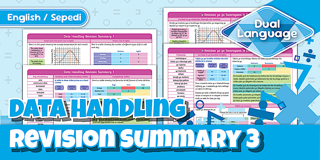Grade 4 Maths - Term 4 - Data Handling Revision Summary 3 - Sepedi/English