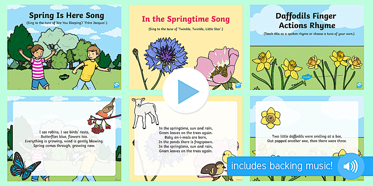Signs of Springtime Songs and Rhymes PowerPoints Pack