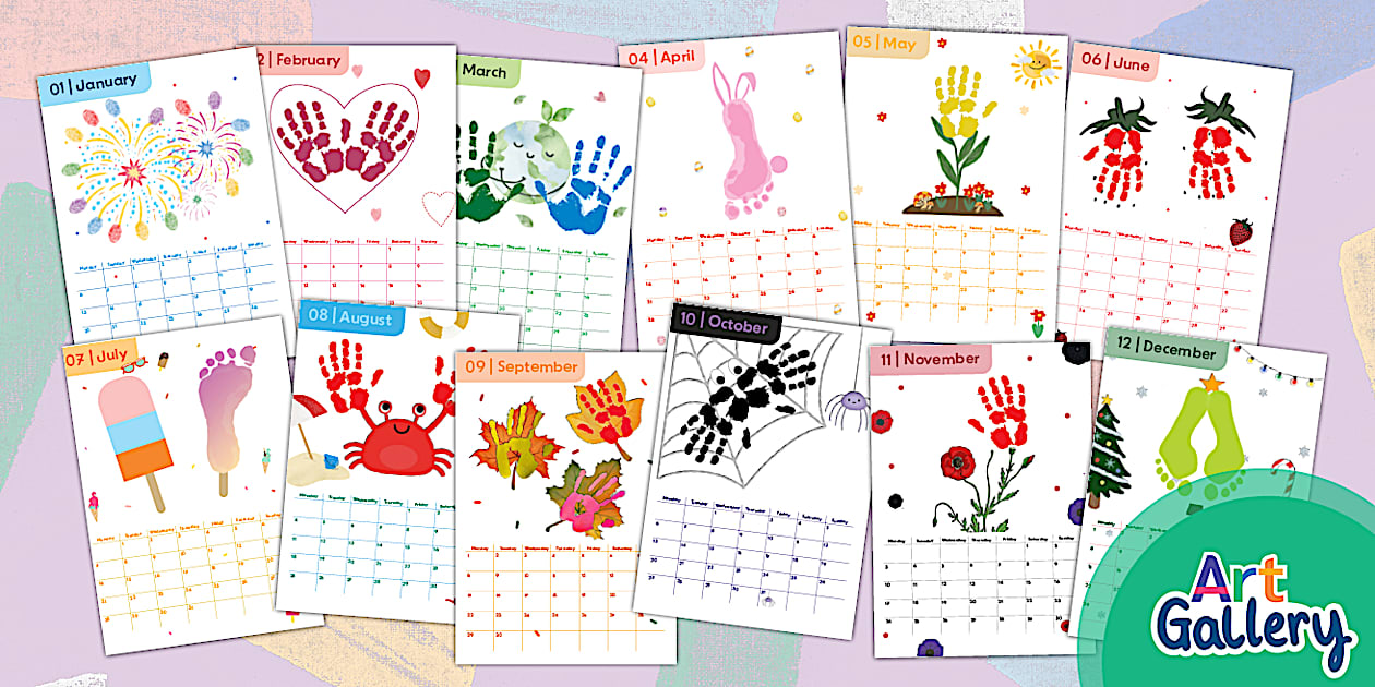 2025 Handprint Monthly Wall Calendar Posters Pack - Twinkl