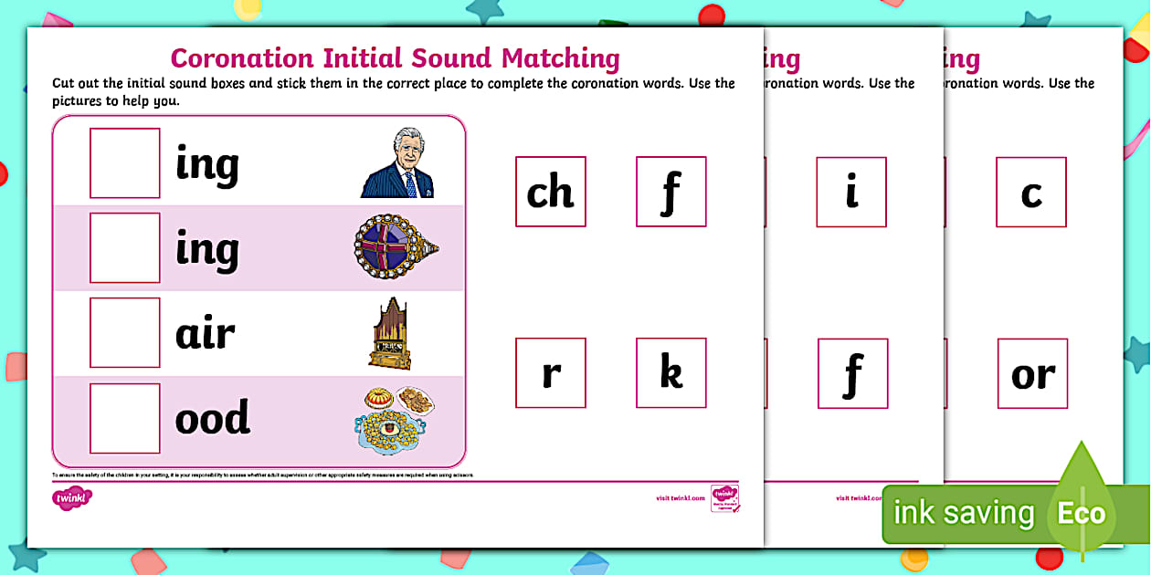 Coronation Initial Sounds Cut and Stick (Level 3) - Phonics