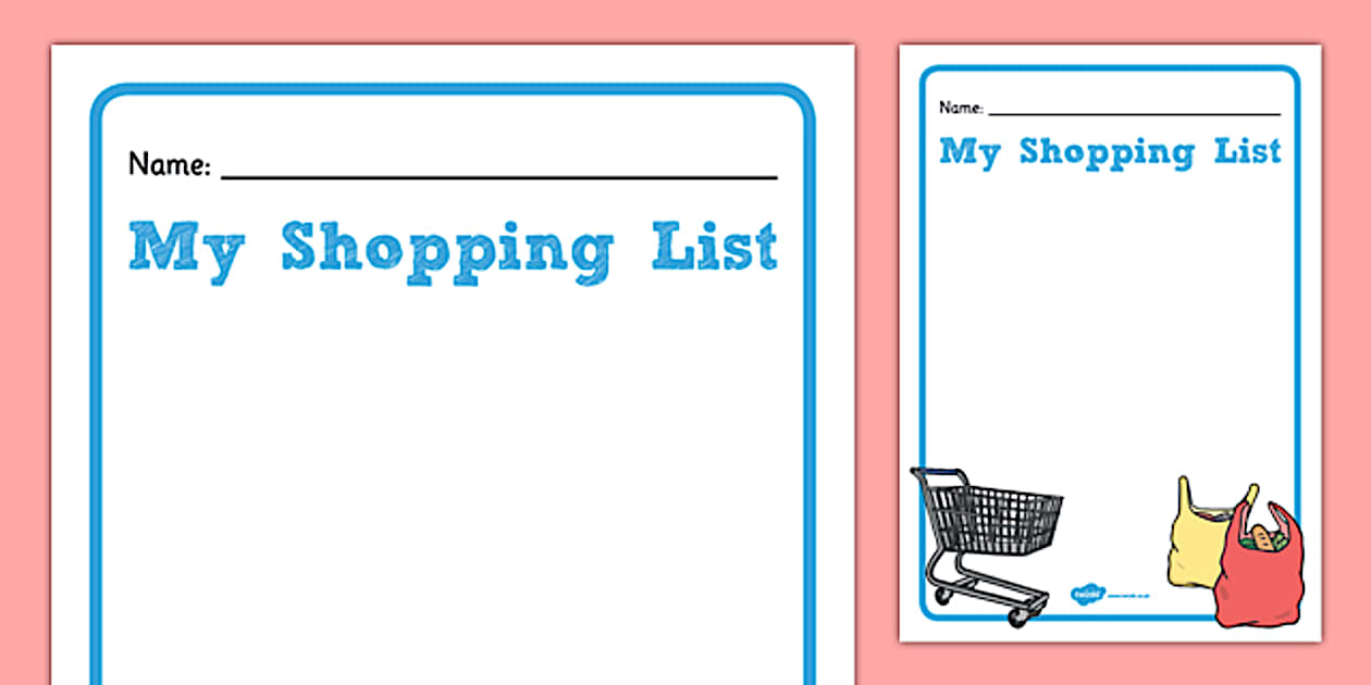 Editable Shopping List Template (teacher made) - Twinkl