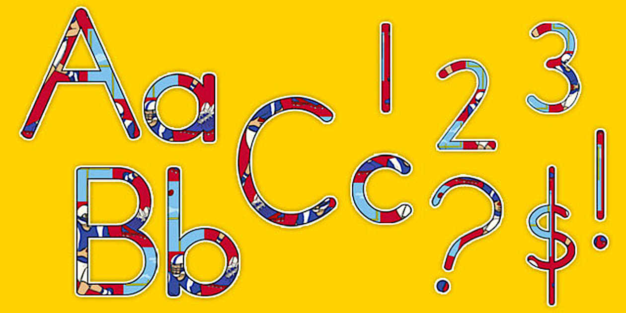 Editable Football Bulletin Board Letters and Numbers Pack