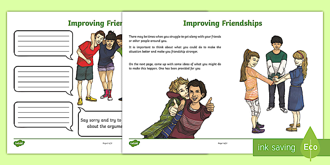 Improving Friendships Worksheet - Twinkl