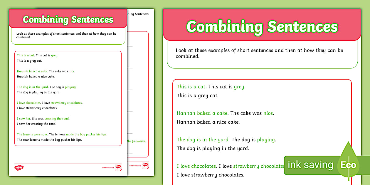 Combining Sentences (Teacher-Made) - Twinkl