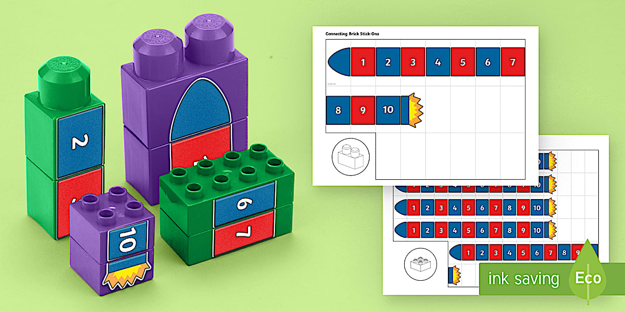 Number Rocket to 10 Connecting Bricks Game (teacher made)