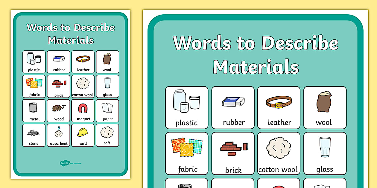 Editable Materials Vocabulary Poster (teacher made) - Twinkl