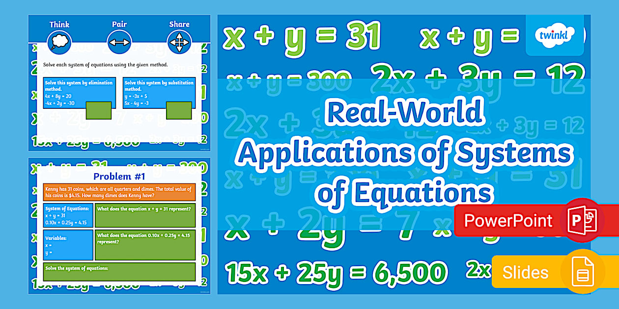 8th Gr Real-World Systems of Equations Presentation - Twinkl