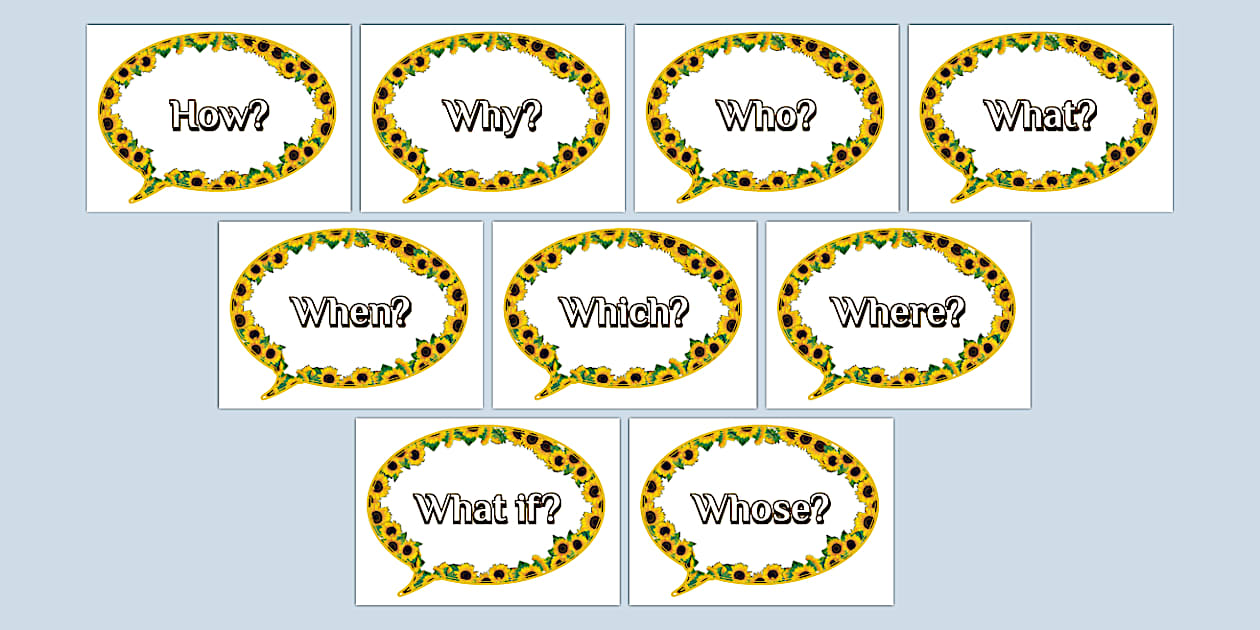 Sunflower-Themed Question Words Display Posters - Twinkl