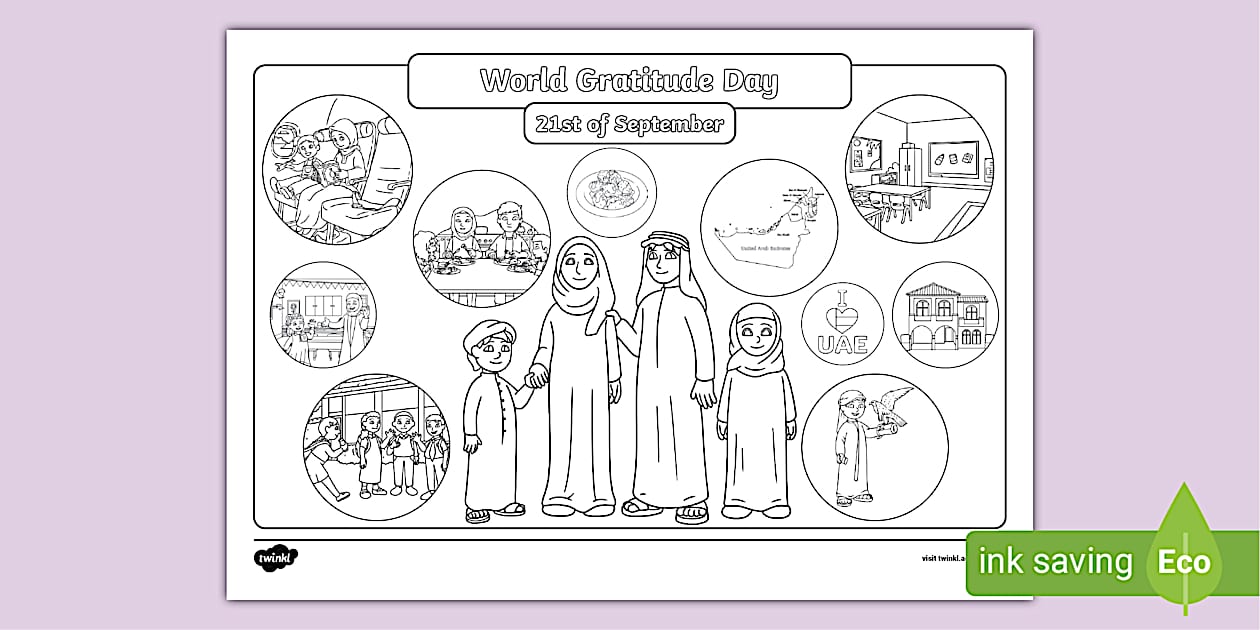 World Gratitude Day Colouring (Teacher-Made) - Twinkl