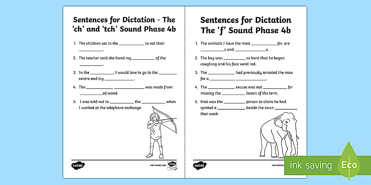 ch, tch & f Sound Worksheets - NI Phase 4b Phonics