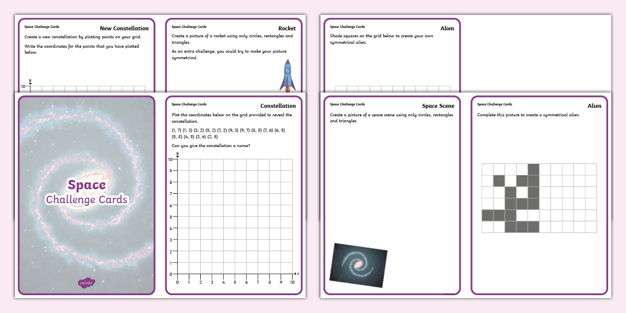 KS2 Space Maths Challenge Cards - Twinkl