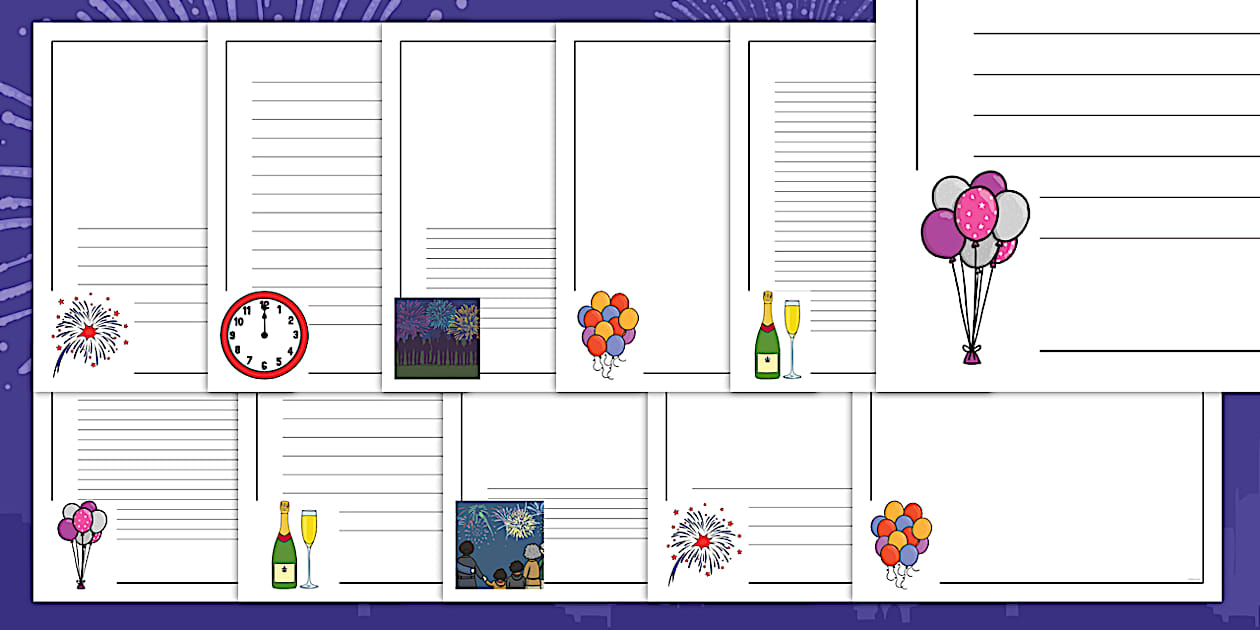 Black and White New Year Page Border Pack (teacher made)