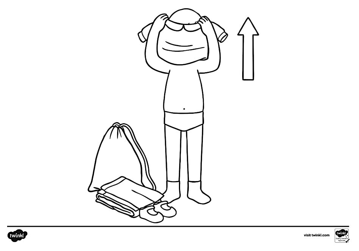 Girl Taking Off Shirt Colouring | Colouring Sheets - Twinkl