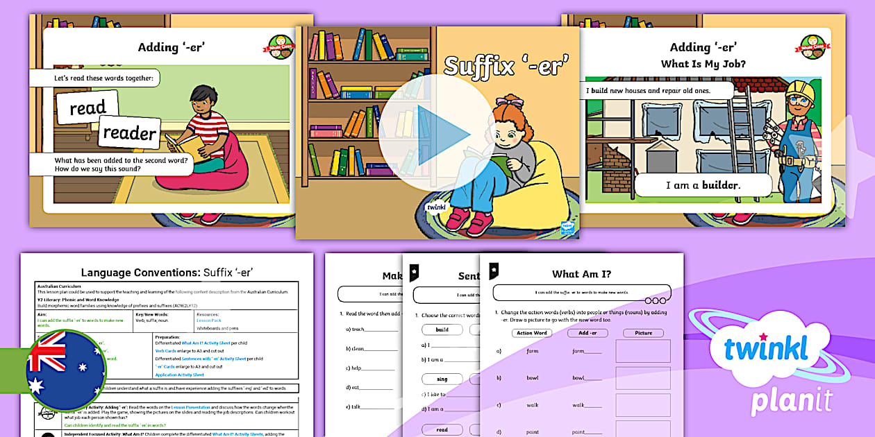 Year 2 Language Conventions: Suffix -er Lesson - Twinkl