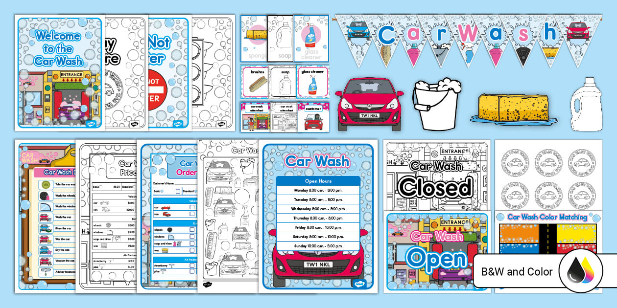 Car Wash Dramatic Play Activity Pack (Teacher-Made) - Twinkl
