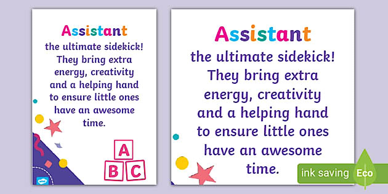 Thank You, Childminding Assistant Word Definition Inspirational Poster