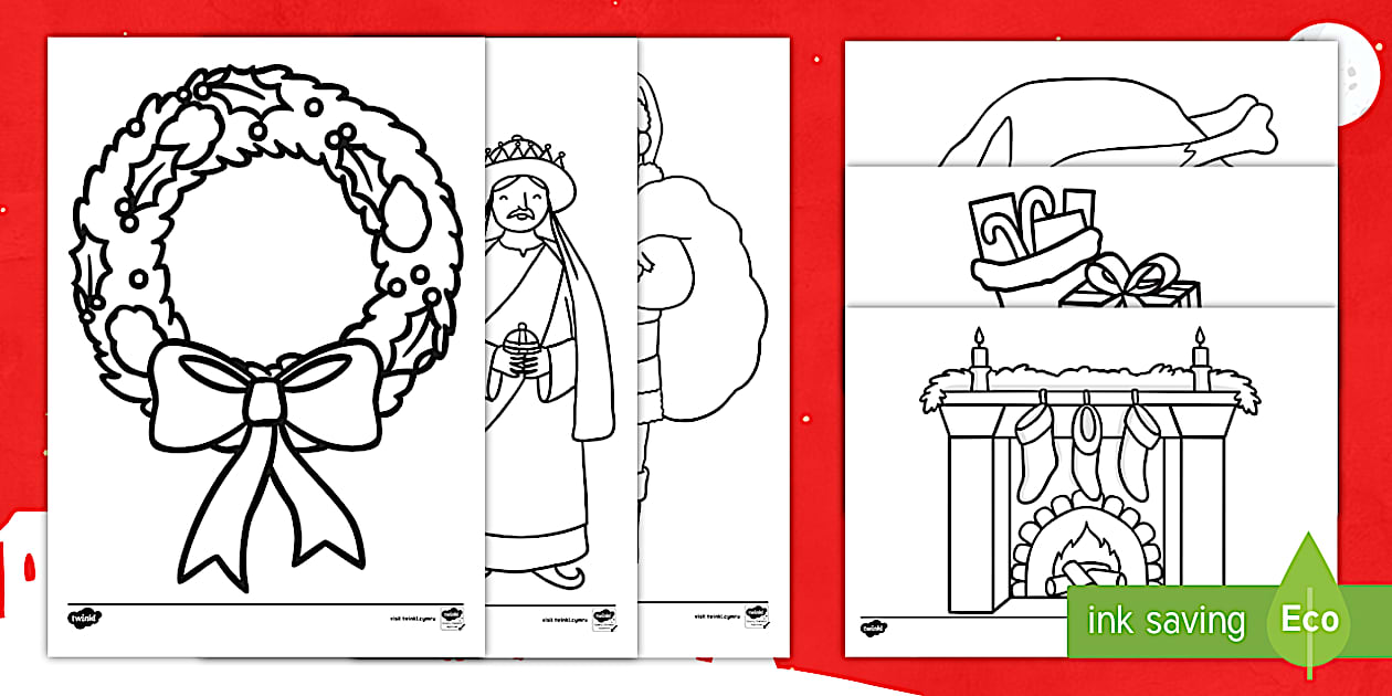 Posteri Lliwio'r Nadolig (l'enseignant a fait) - Twinkl