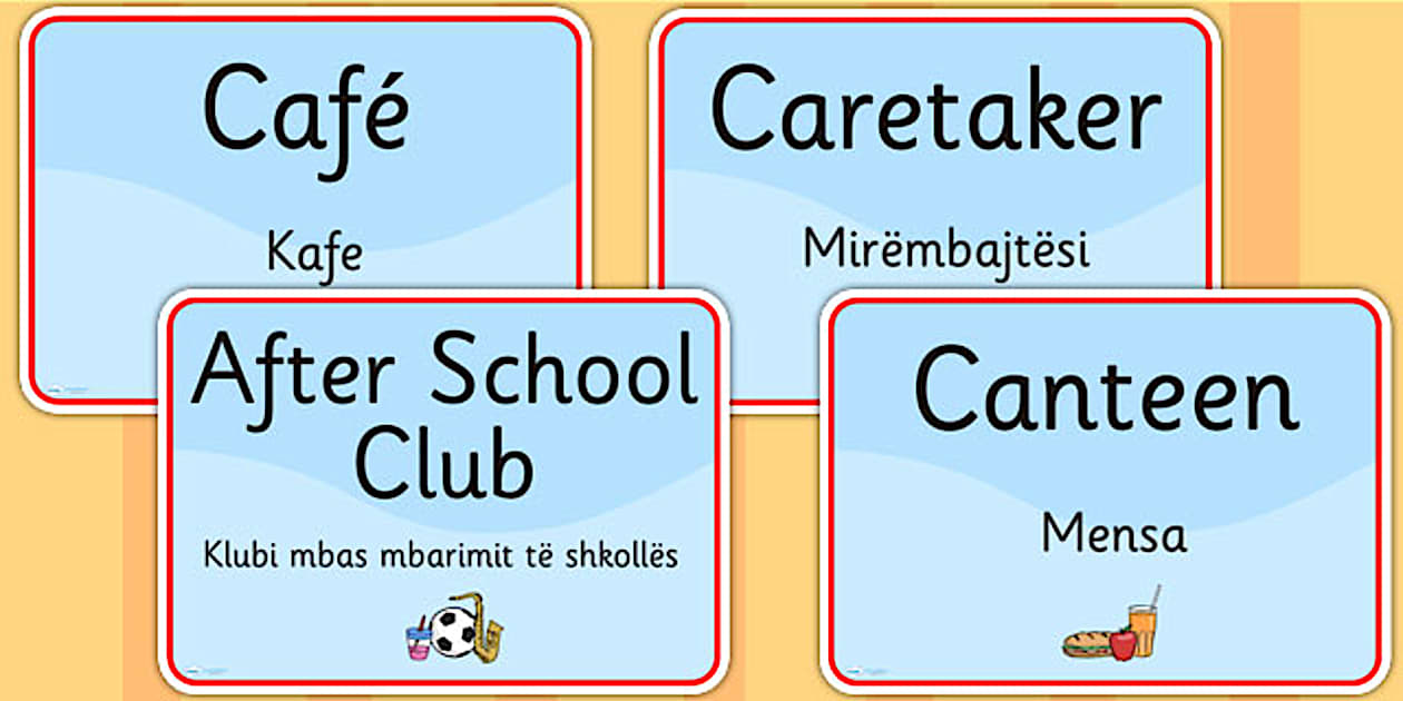 School Room Signs EAL Albanian Version - Twinkl