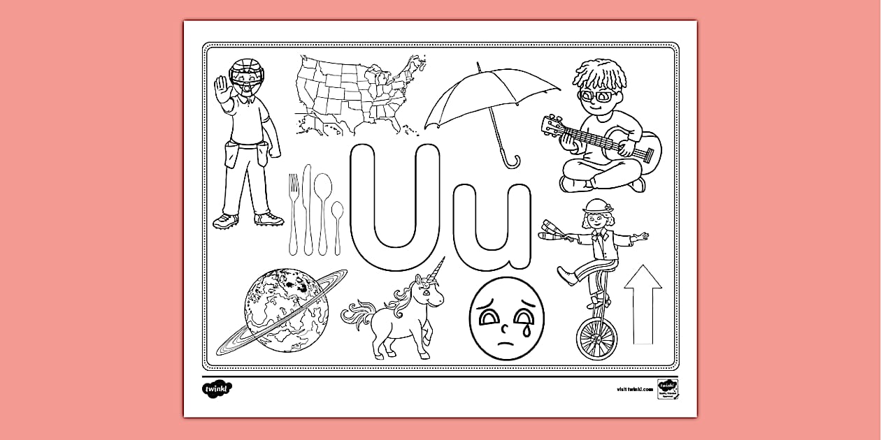Letter U Coloring Page for PreK-K (teacher made) - Twinkl