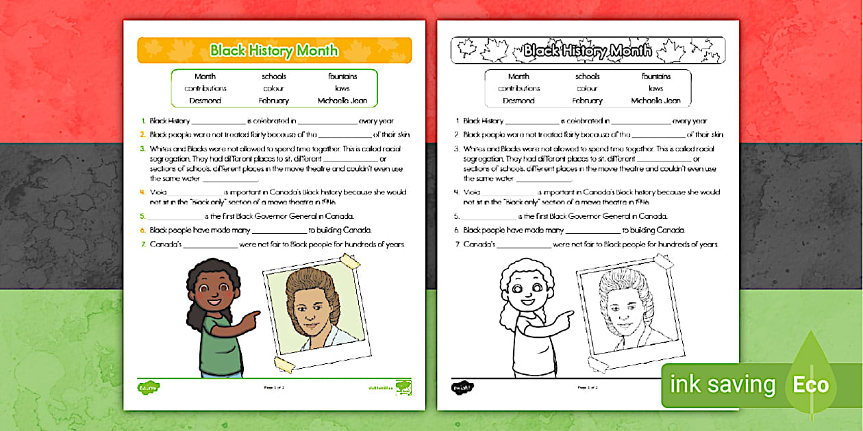 Black History Month Worksheet For Kids I Twinkl Canada