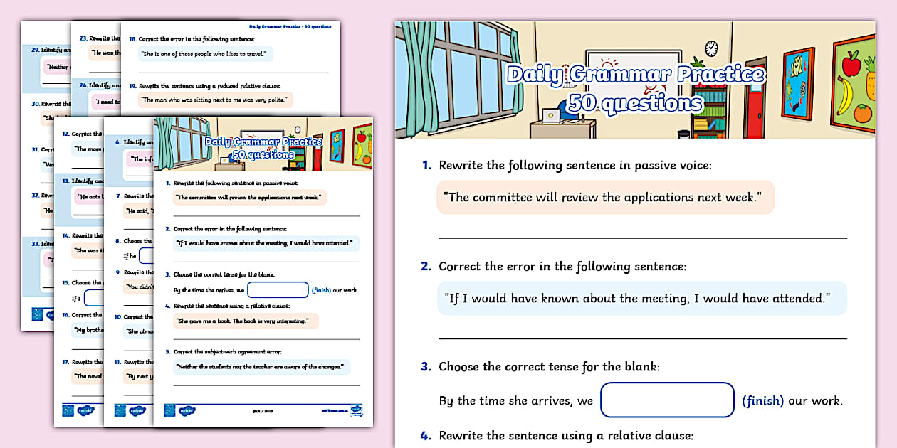 Daily Grammar Practice - 50 questions (Teacher-Made)