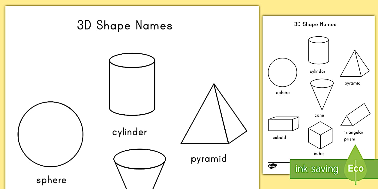 3D Shapes Coloring Worksheet - Twinkl