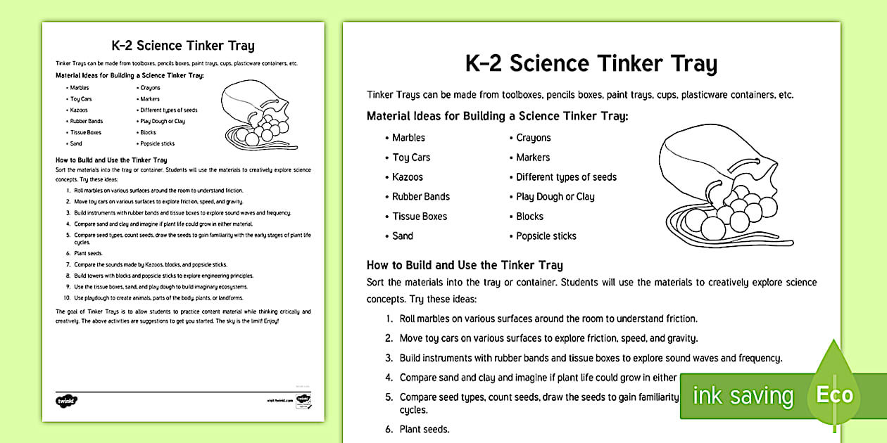 Science Tinker Tray Adult Guidance - Twinkl