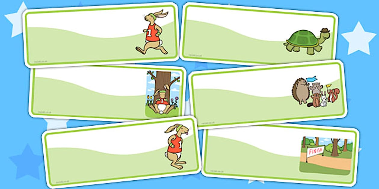 The Tortoise and The Hare Editable Drawer Peg Name Labels - sign