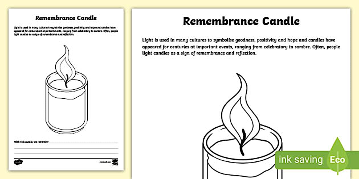 Remembrance Candle - Colouring - Reflection - Primary Resources