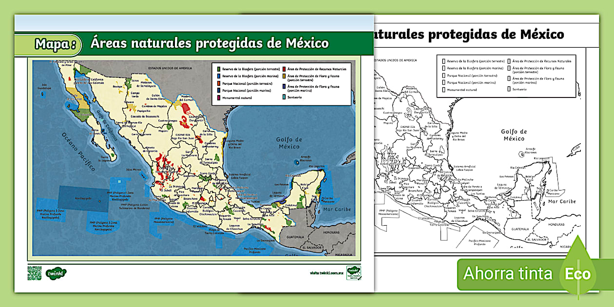 Mapa: Áreas naturales protegidas de México (teacher made)